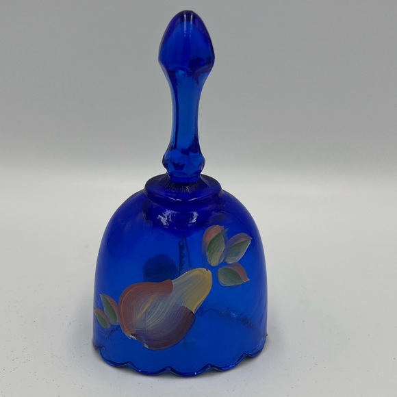 Fenton | Art | Fenton Glass Bell Hand Painted Cobalt Blue Pear With ...